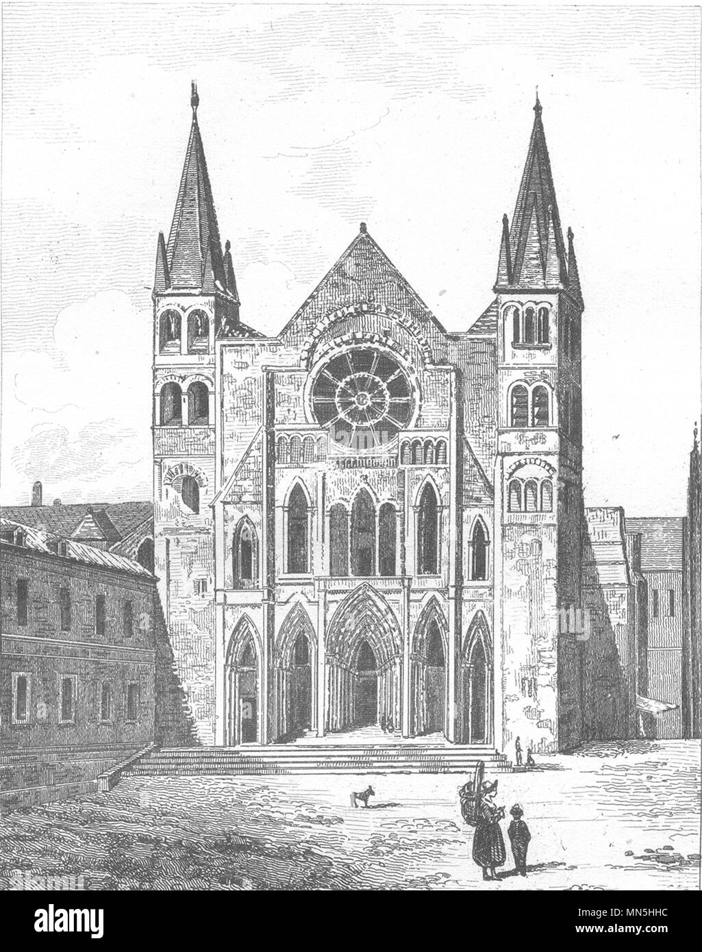 MARNE. Eglise St. Remy à Reims 1835 old antique vintage print picture ...