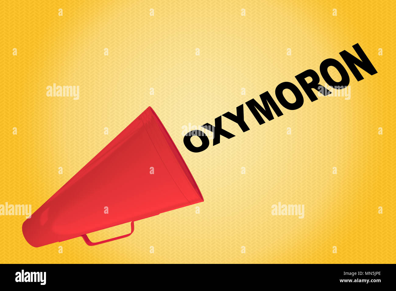 3D illustration of OXYMORON title flowing from a loudspeaker Stock ...