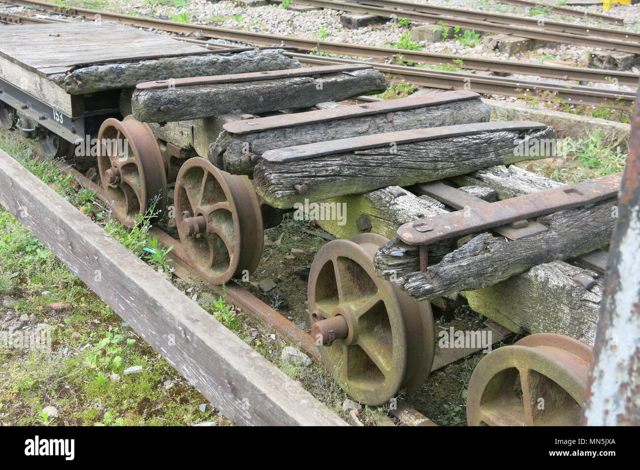 Close-up of historic, double-sided flanges to keep the heavily-laden ...