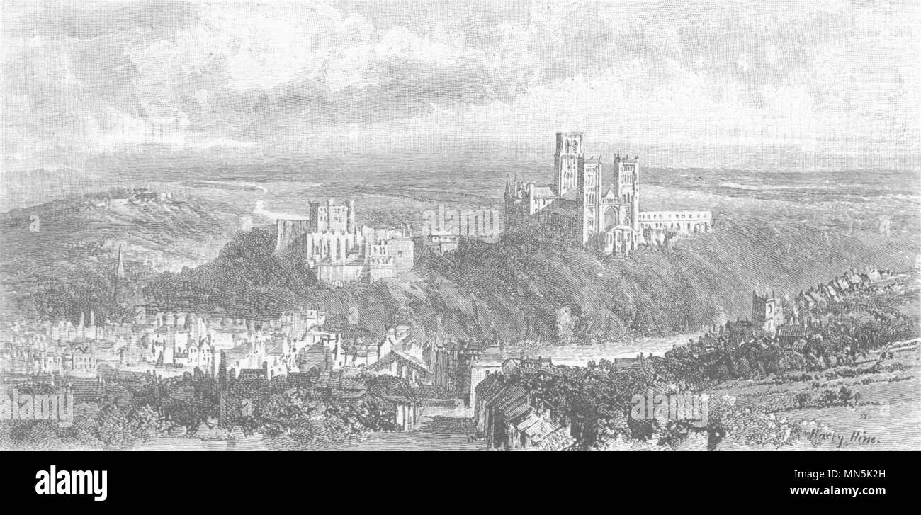 DURHAM. Distant view of Durham 1901 old antique vintage print picture ...
