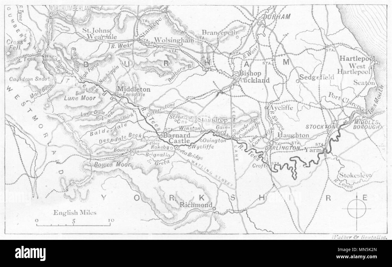 Map of the course of the tees hi-res stock photography and images - Alamy