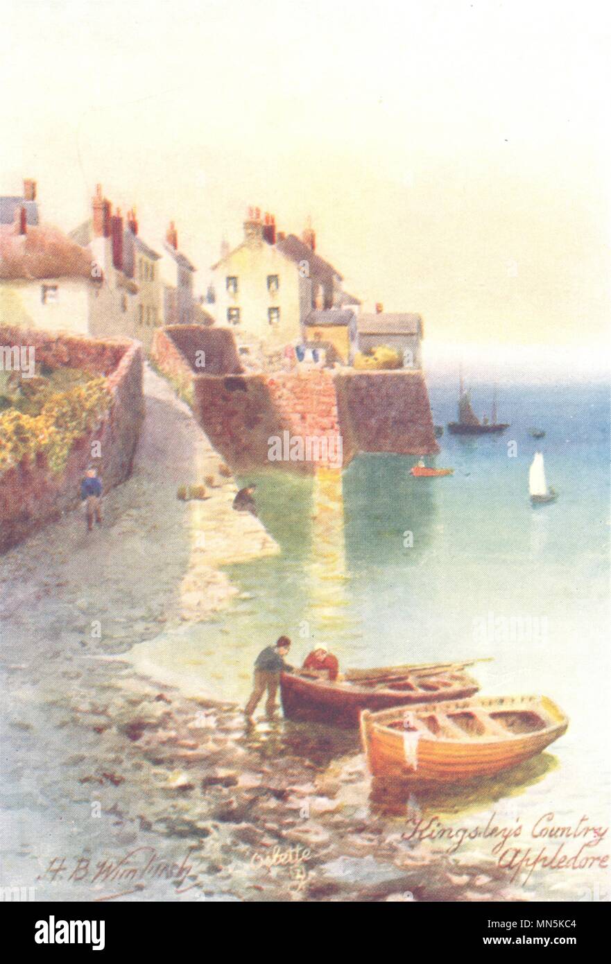 APPLEDORE. Town view.. North Devon 1906 old antique vintage print ...