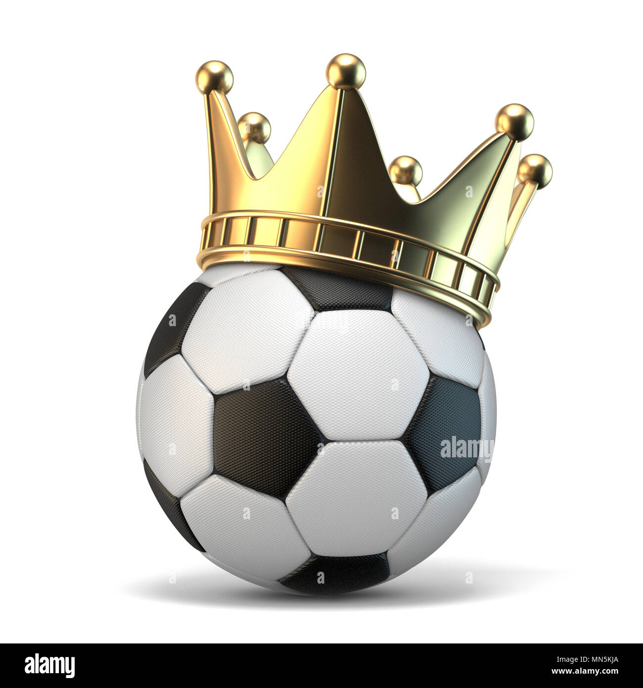Golden crown on soccer ball 3D rendering illustration isolated on white ...