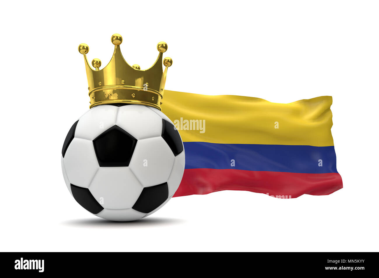 Colombia flag and soccer ball with gold crown. 3D Rendering Stock Photo ...