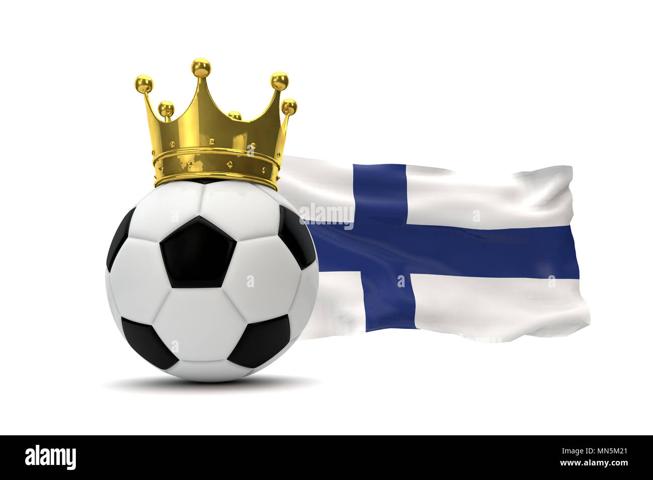 Finland flag and soccer ball with gold crown. 3D Rendering Stock Photo ...