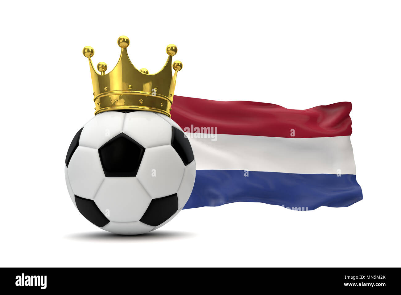 Netherlands flag and soccer ball with gold crown. 3D Rendering Stock ...