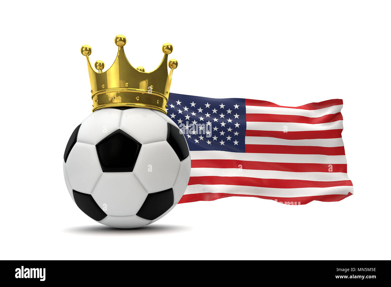 USA flag and soccer ball with gold crown. 3D Rendering Stock Photo - Alamy