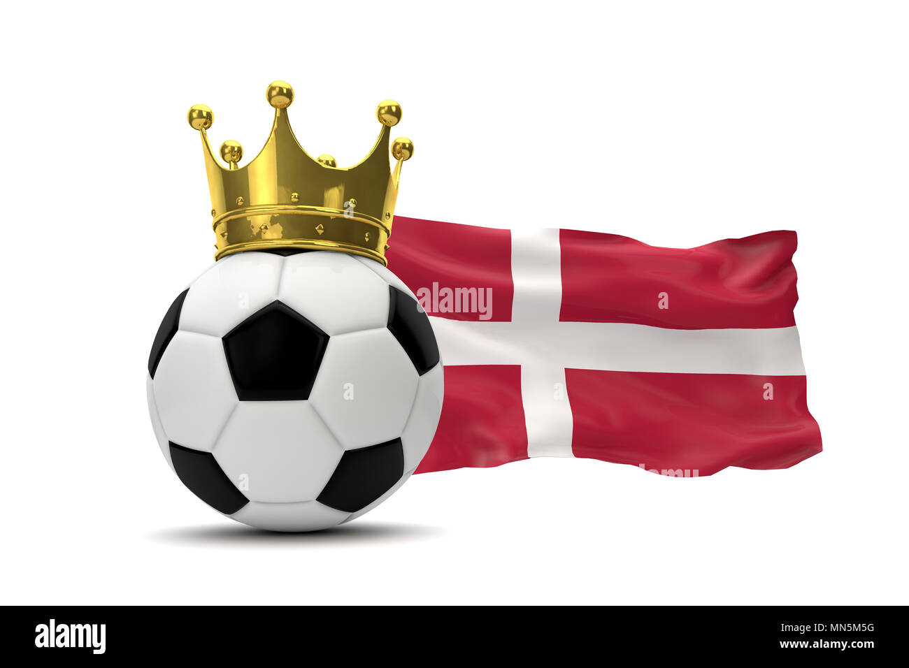 Denmark flag and soccer ball with gold crown. 3D Rendering Stock Photo ...