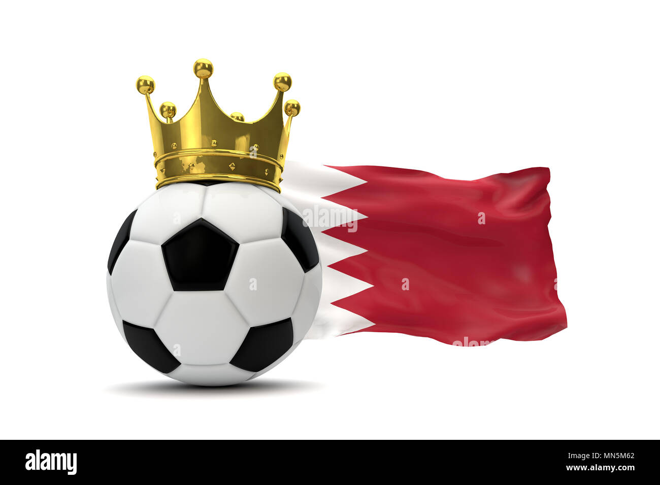 Bahrain flag and soccer ball with gold crown. 3D Rendering Stock Photo ...