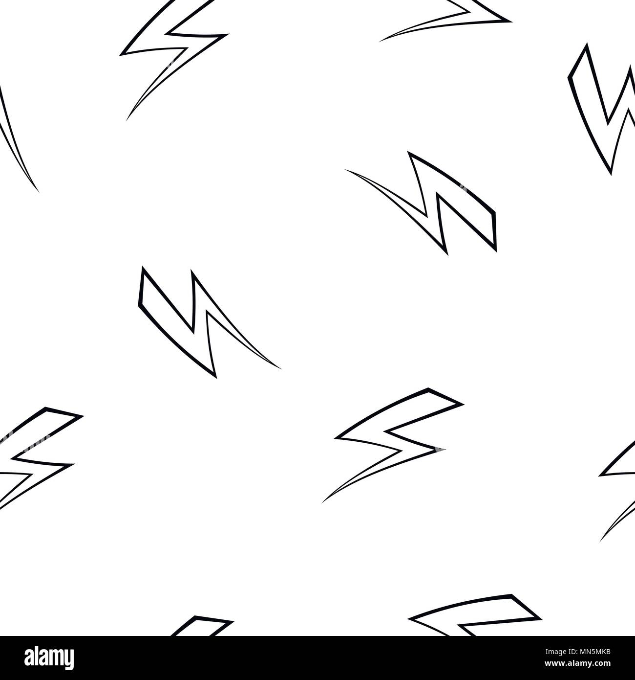 Vector seamless pattern. Lightning bolts texture. Hand drawn design ...
