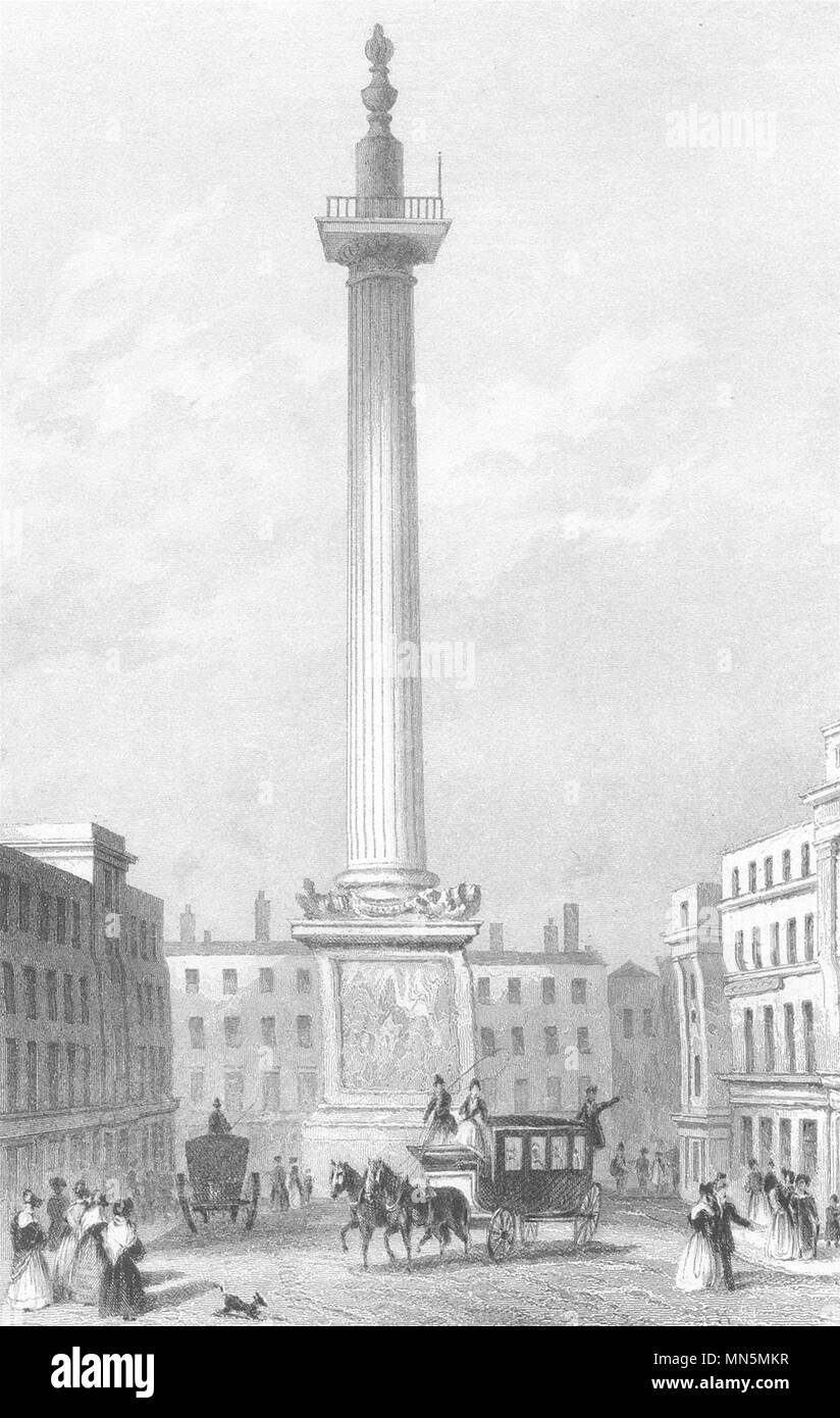CITY OF LONDON. The Monument. DUGDALE c1840 old antique vintage print ...
