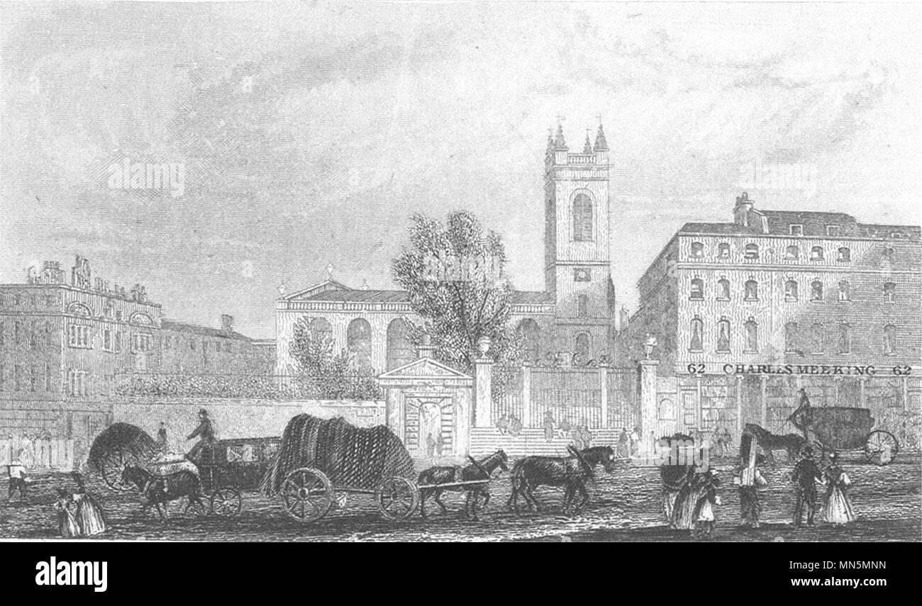 HOLBORN HILL. St Andrew's Church. London. DUGDALE c1840 old antique ...