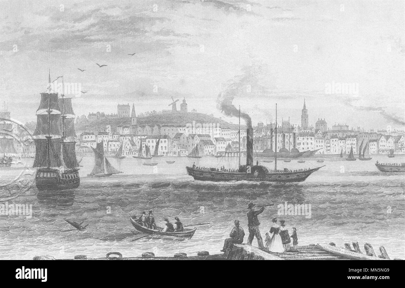 GRAVESEND. Town view. Kent. DUGDALE c1840 old antique vintage print ...