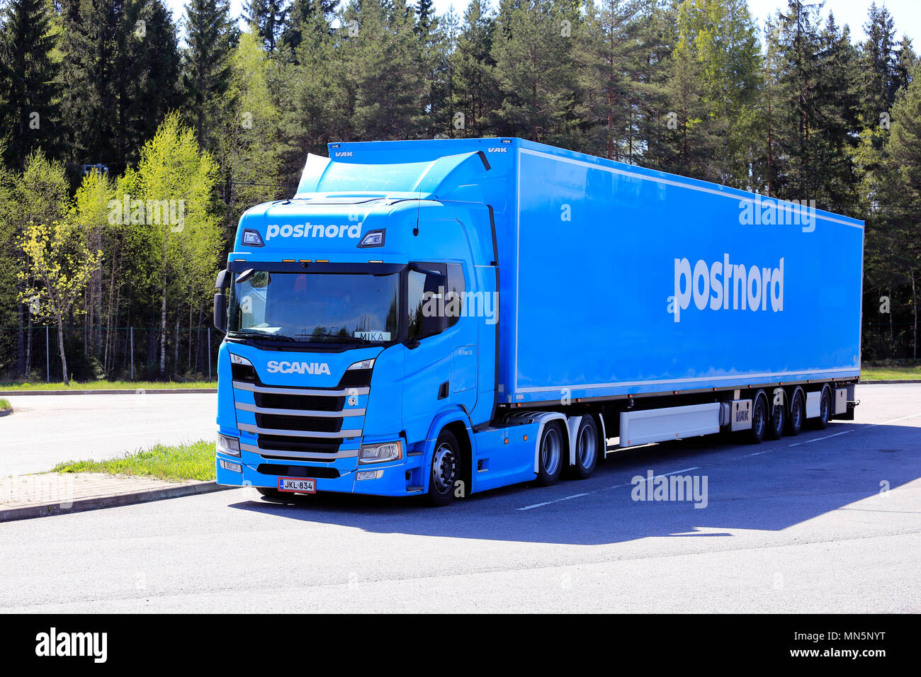 SALO, FINLAND - MAY 12, 2018: Next Generation Scania semi trailer of FE ...