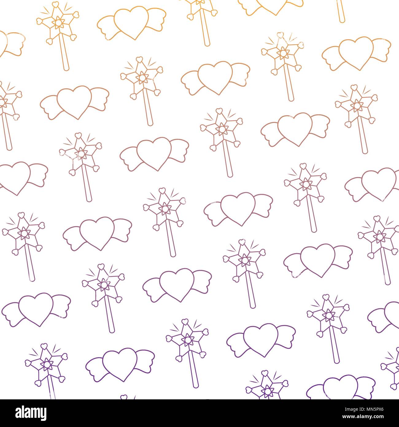 background of magic wands and hearts pattern, vector illustration Stock ...