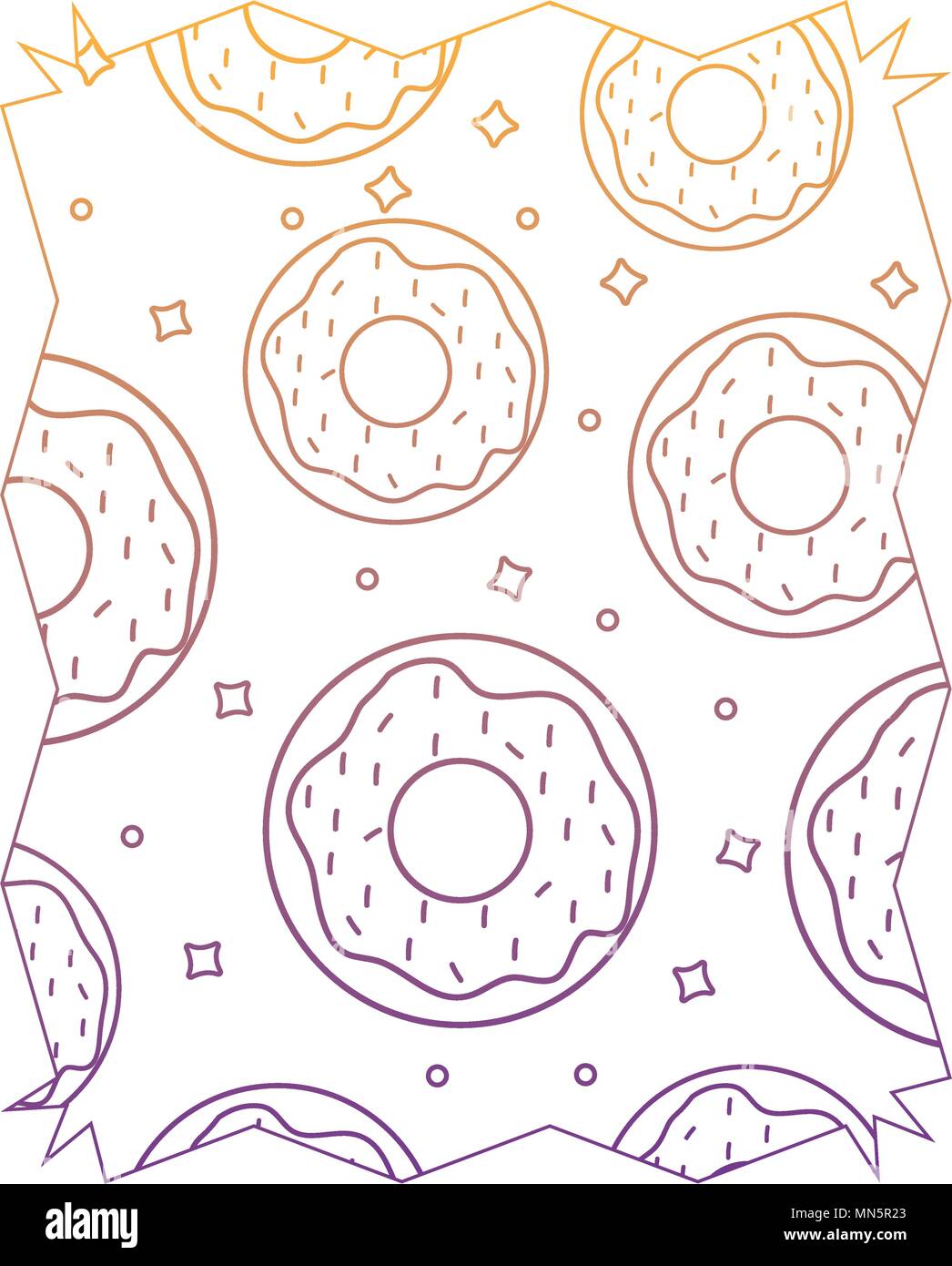 abstract frame with sweet donuts pattern over white background, vector ...