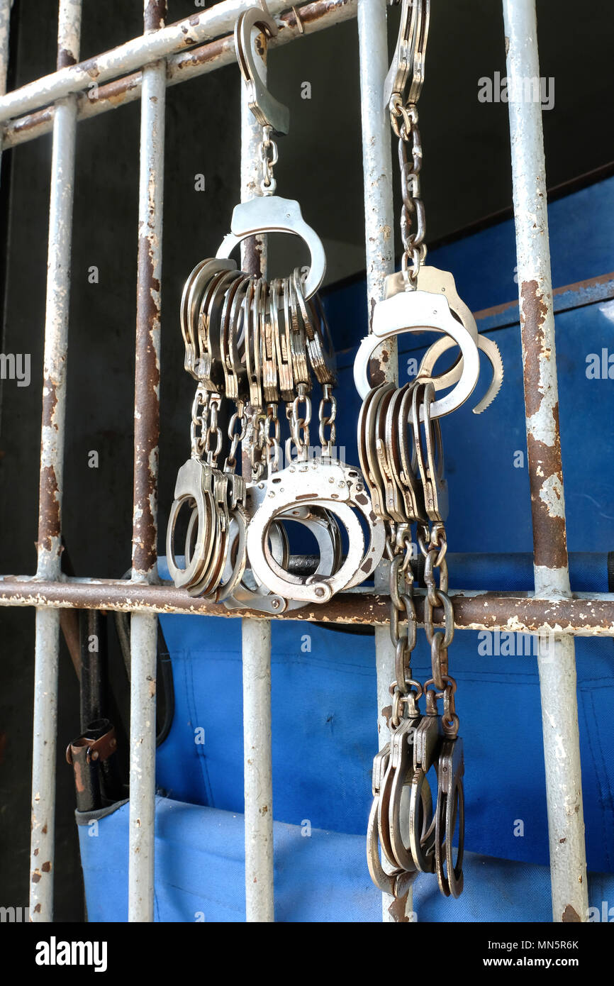 Handcuffs for prisoners in Manila City Jail Prison in Manila ...