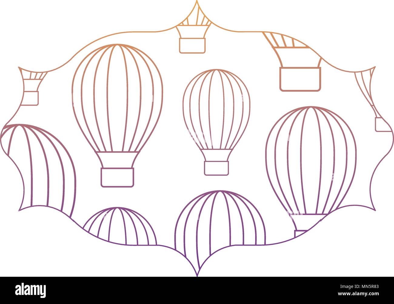 arabic frame with hot air balloons pattern over white background ...