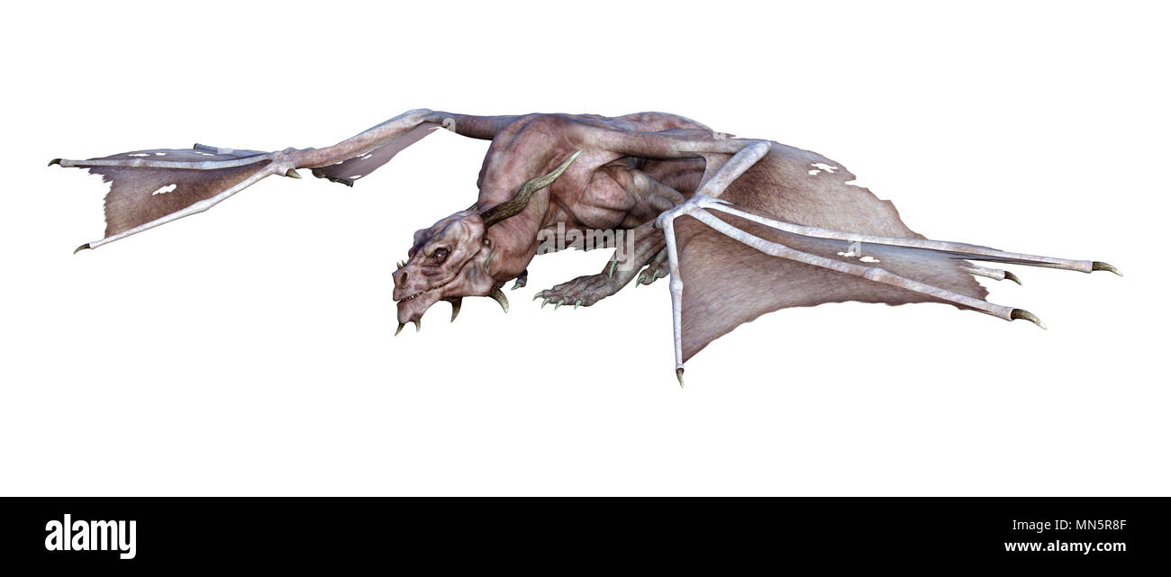 3D rendering of a fairy tale vampire dragon isolated on white ...