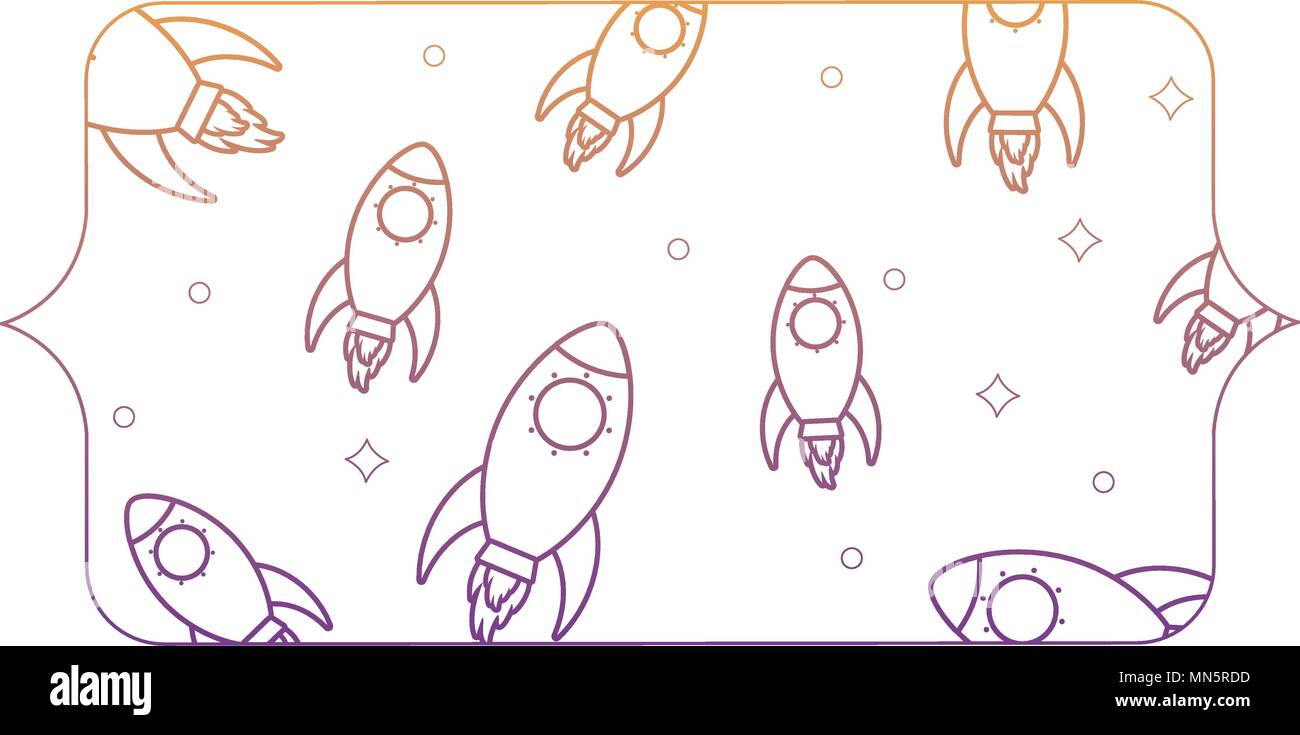 banner with space rockets pattern over white background, vector ...