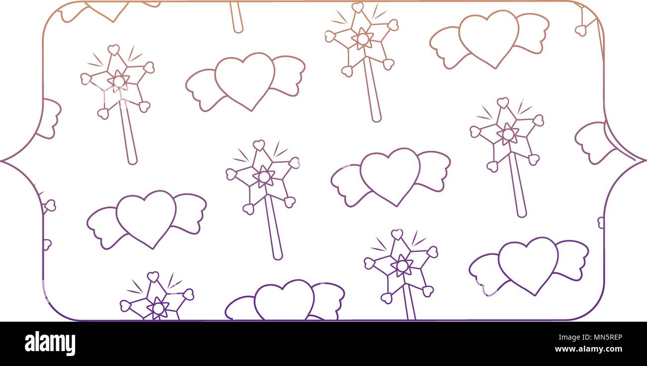 banner with magic wands and hearts pattern over white background ...
