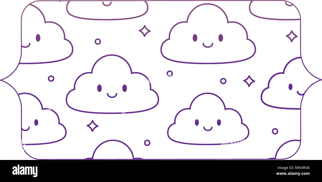 banner with kawaii clouds pattern over white background, vector ...