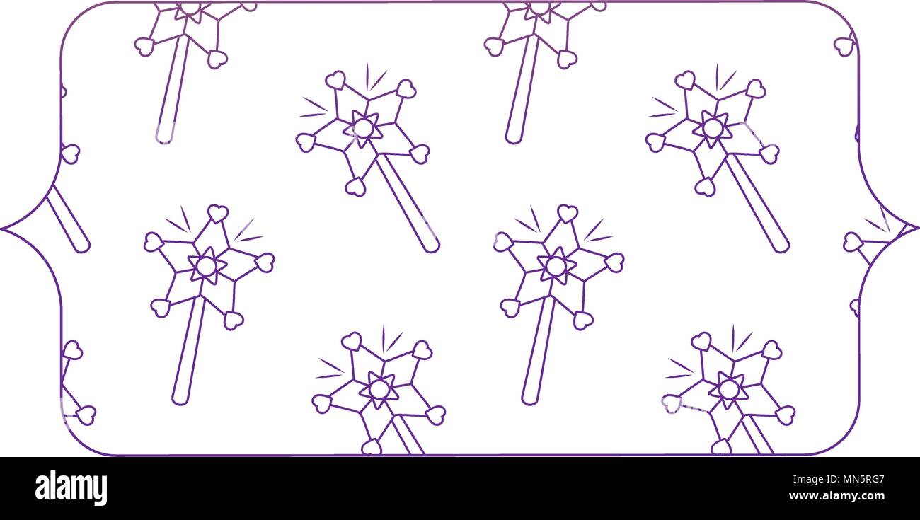 banner with magic wands pattern over white background, vector ...