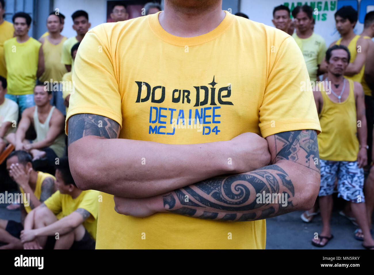 Inmates in the open courtyard of Manila City Jail in Manila ...