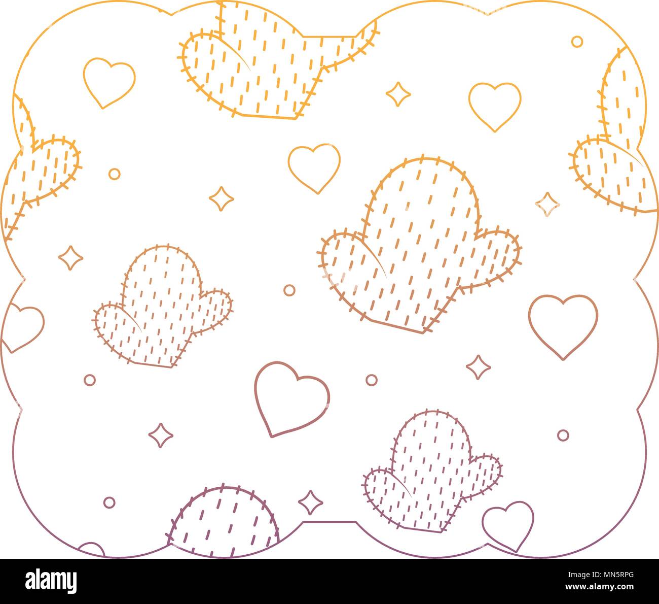 decorative frame with cactus and heart pattern over white background ...