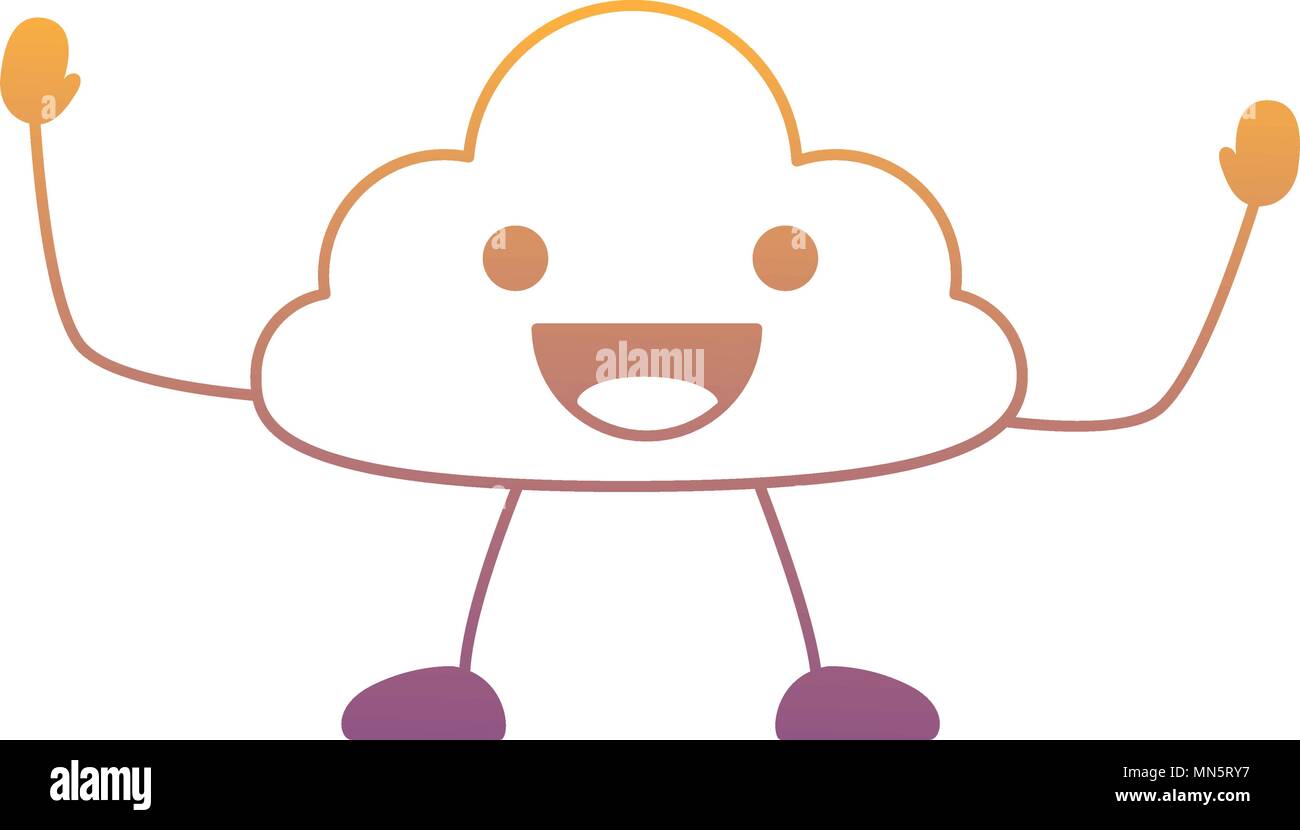kawaii happy cloud icon over white background, colorful design. vector ...