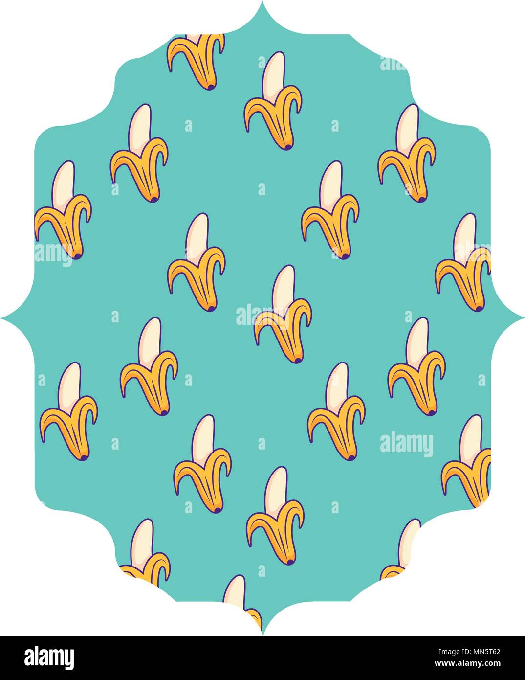 arabic frame with bananas pattern over white background, vector ...