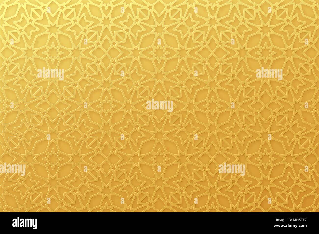 Arabic pattern background. Islamic gold ornament vector. Geometric 3d ...
