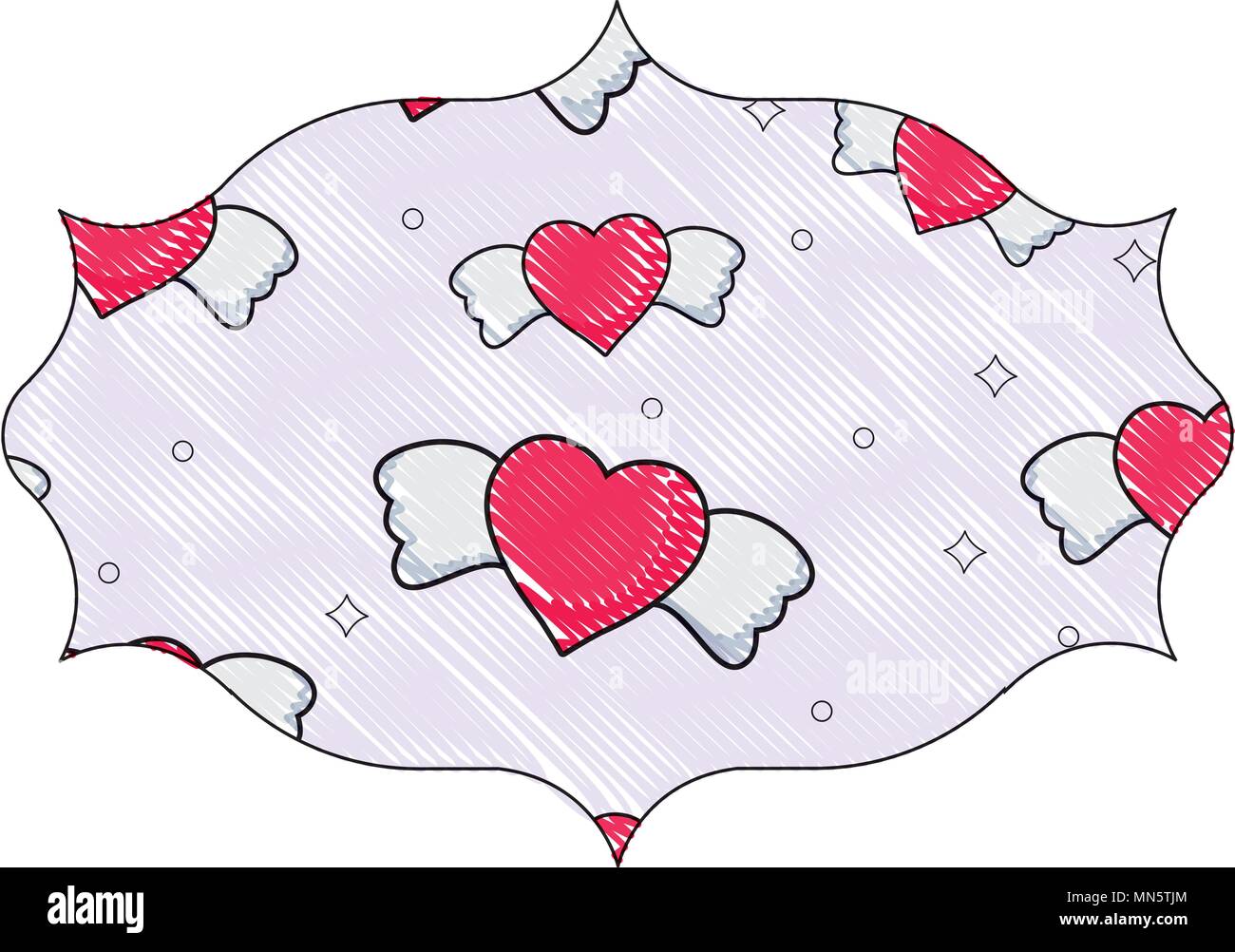 arabic frame with heart with wings pattern over white background ...