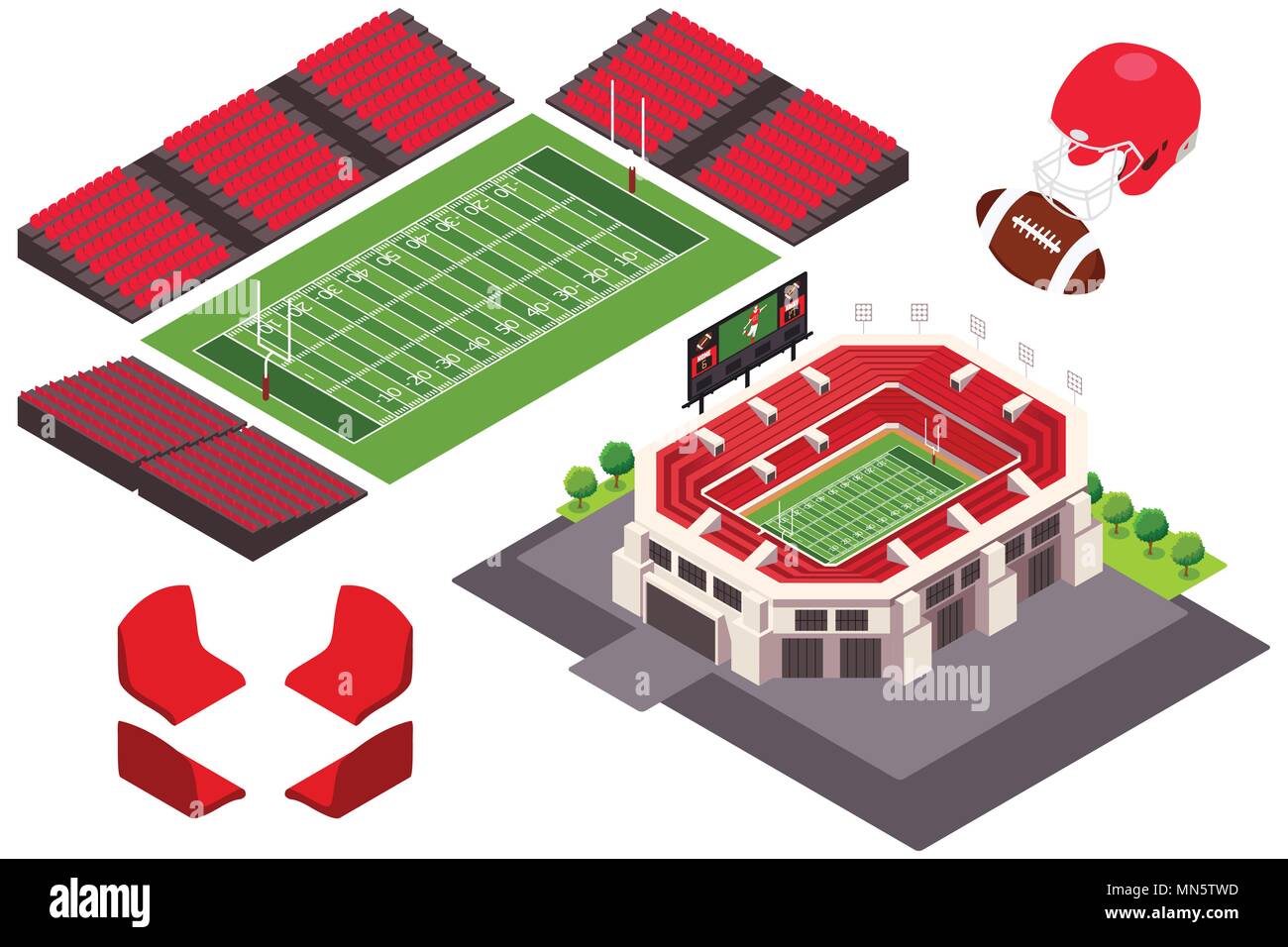 A vector illustration of Isometric View of Football Stadium Stock ...