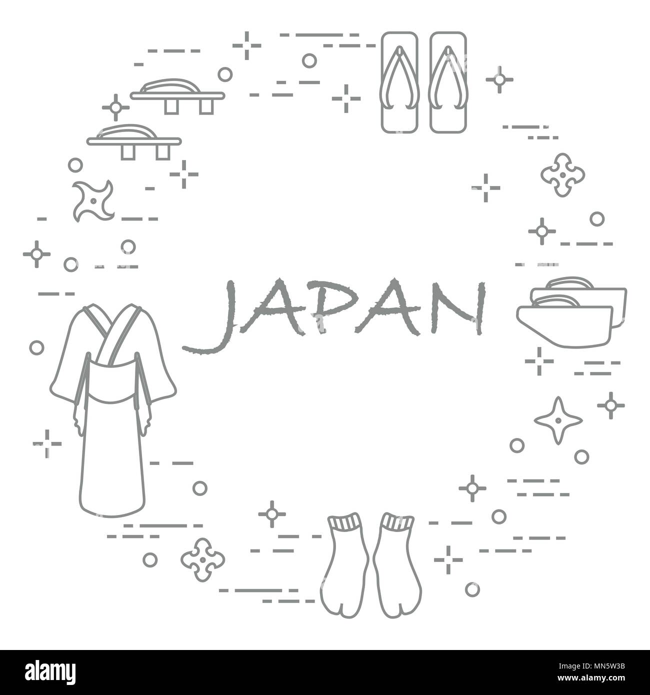 Traditional japanese clothing, shoes and shurikens. Japan traditional ...