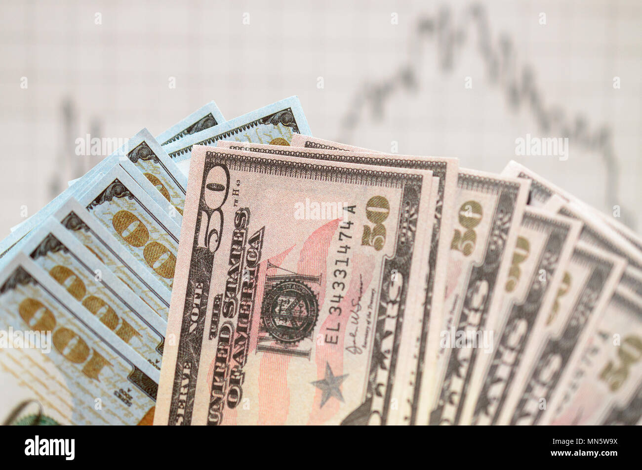 Money against the background of financial stock charts Stock Photo - Alamy