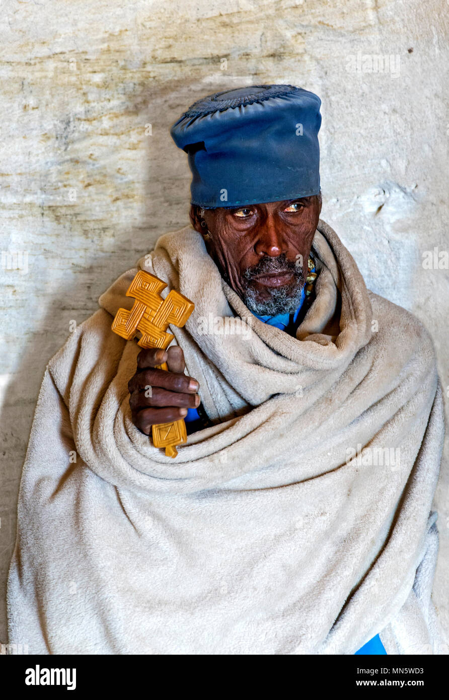 Orthodox Priest of the rock-hewn church Daniel Korkor, Gheralta ...