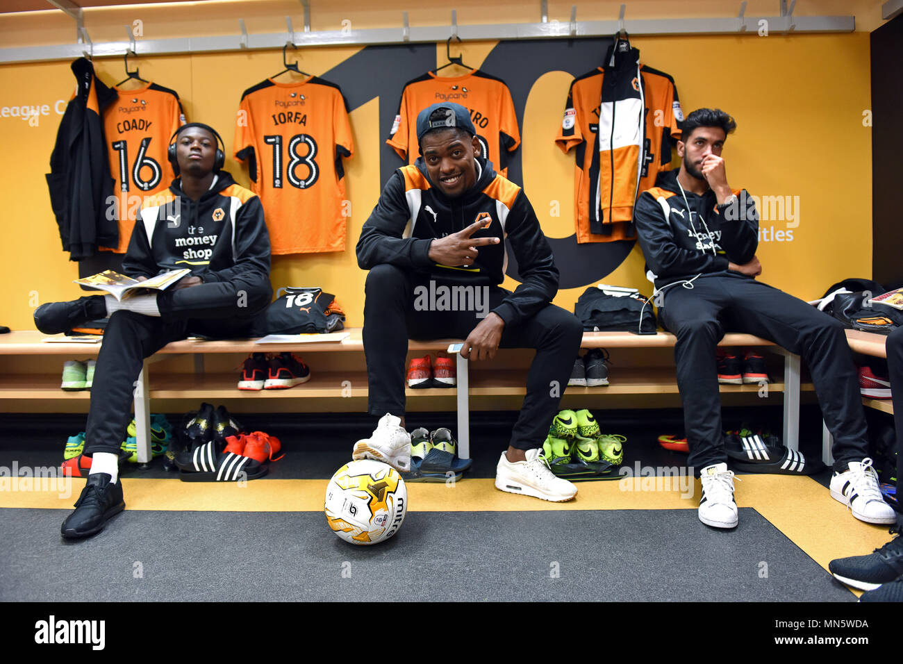Portuguese footballer Ivan Cavaleiro in dressing room at Wolverhampton ...