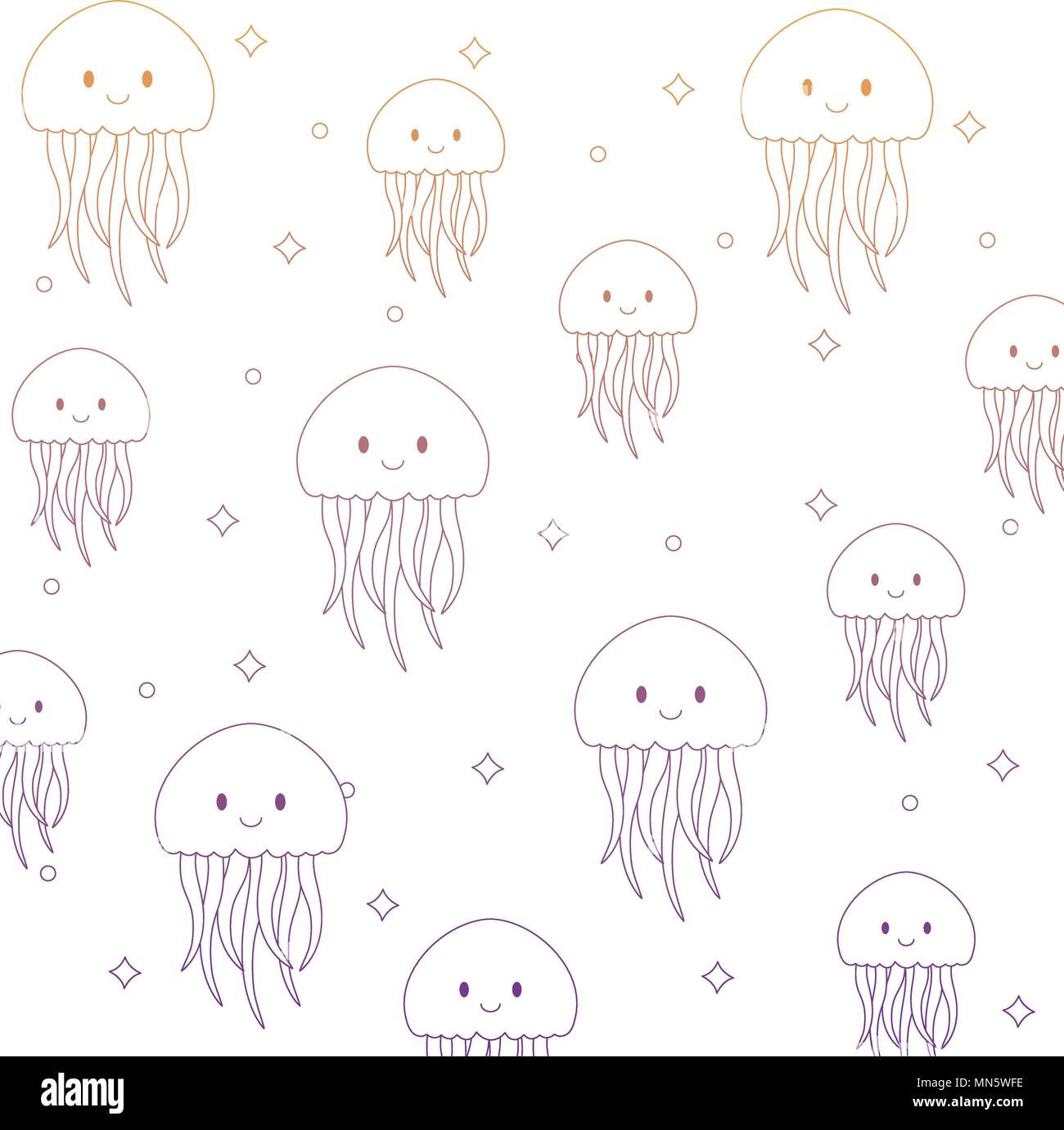 background of cute jellyfish pattern, vector illustration Stock Vector ...
