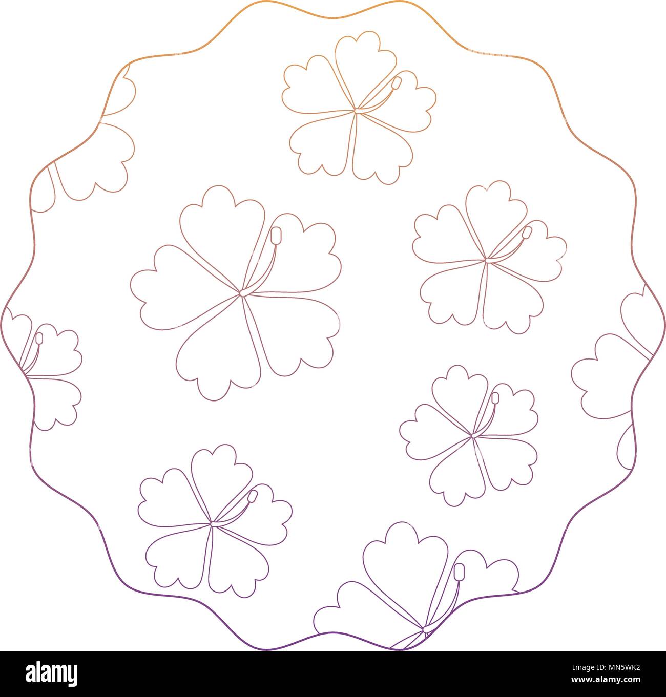 circular frame with tropical flowers pattern over white background ...