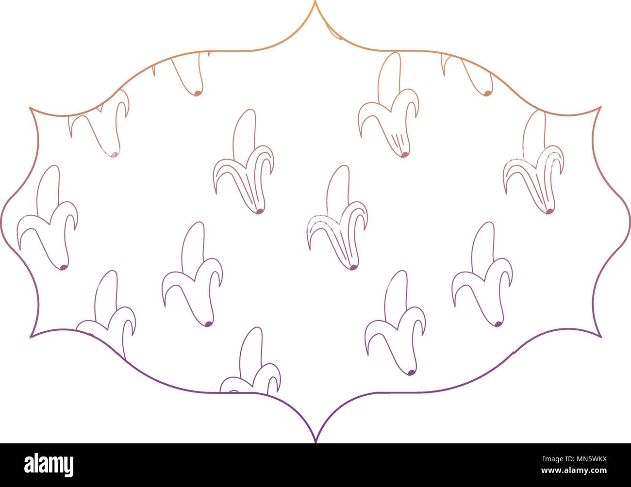 arabic frame with bananas pattern over white background, vector ...