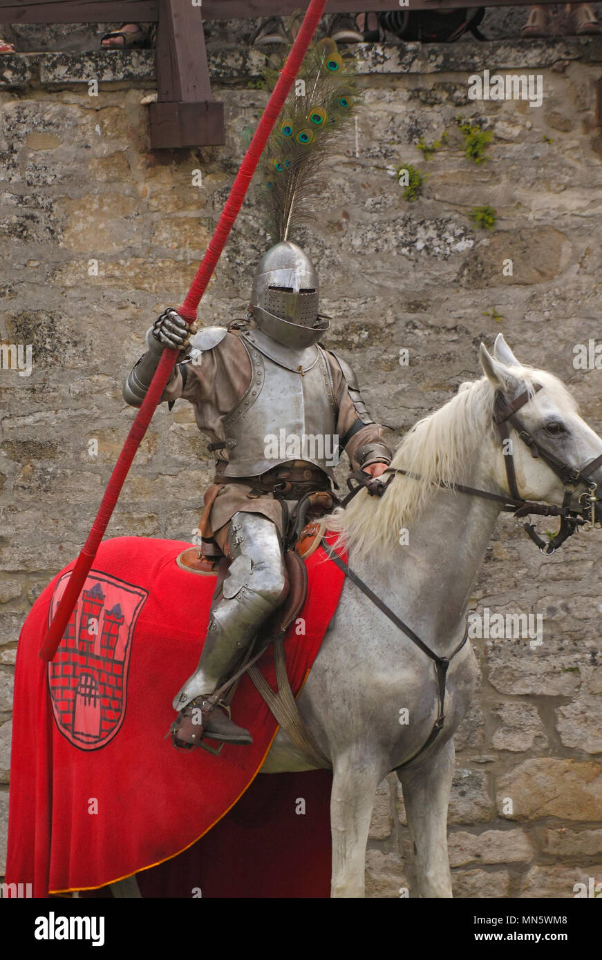 Knight on horseback. "Knight's Tournament with Plum". Szydlow, Poland ...