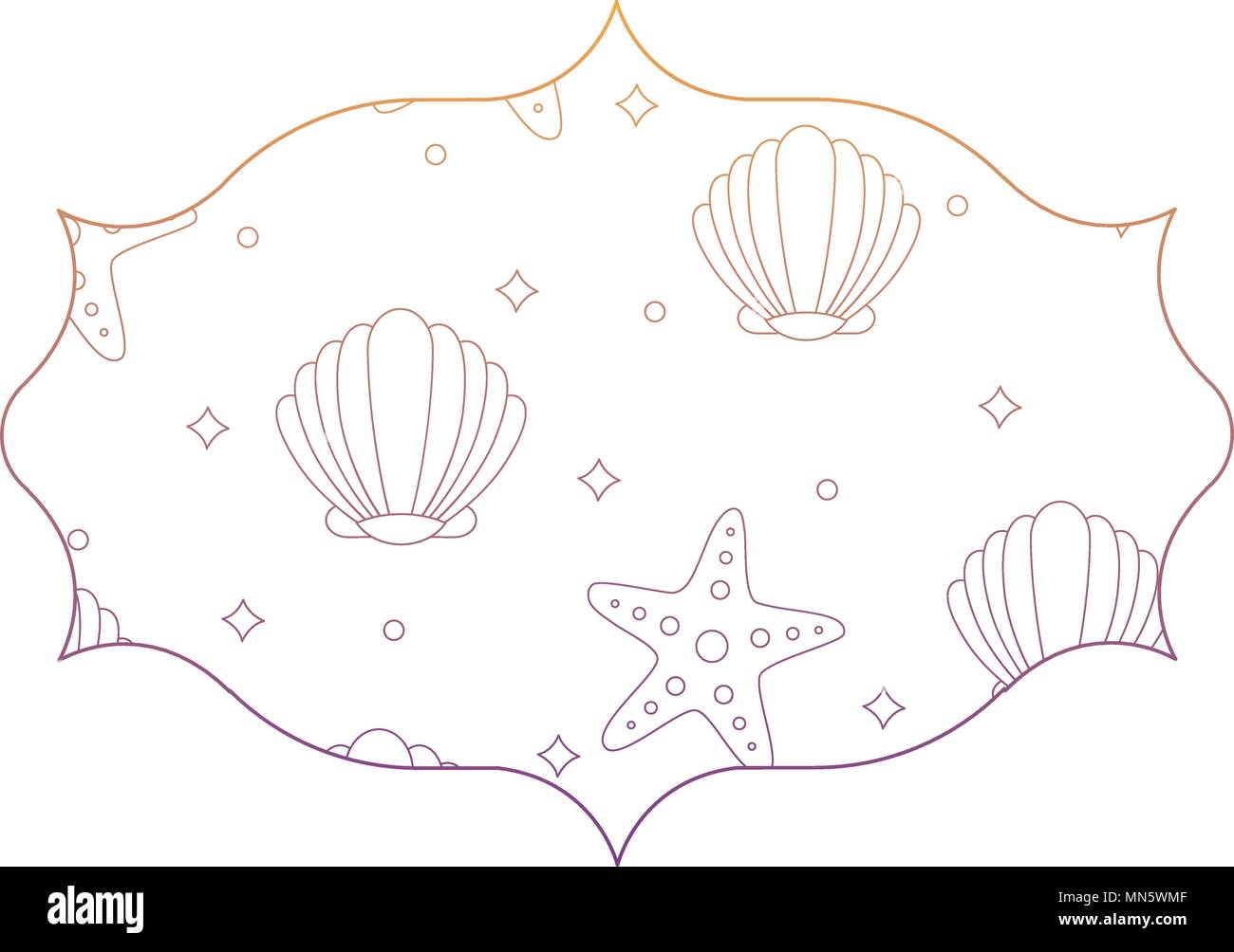 arabic frame with seashell and sea stars pattern over white background ...