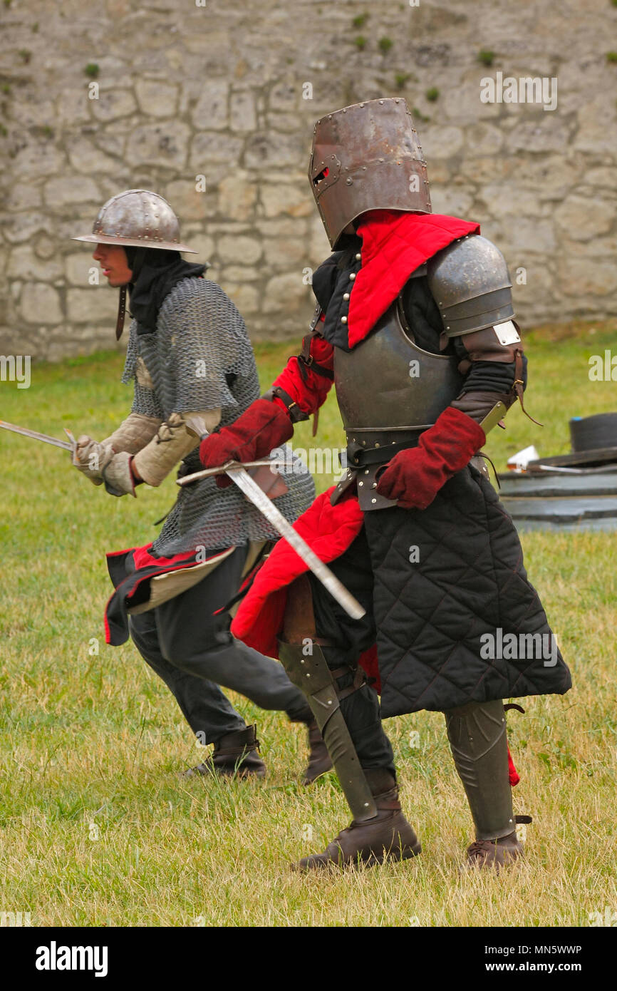 Infantry warriors. Show by members of The Knightly Order of St. George ...