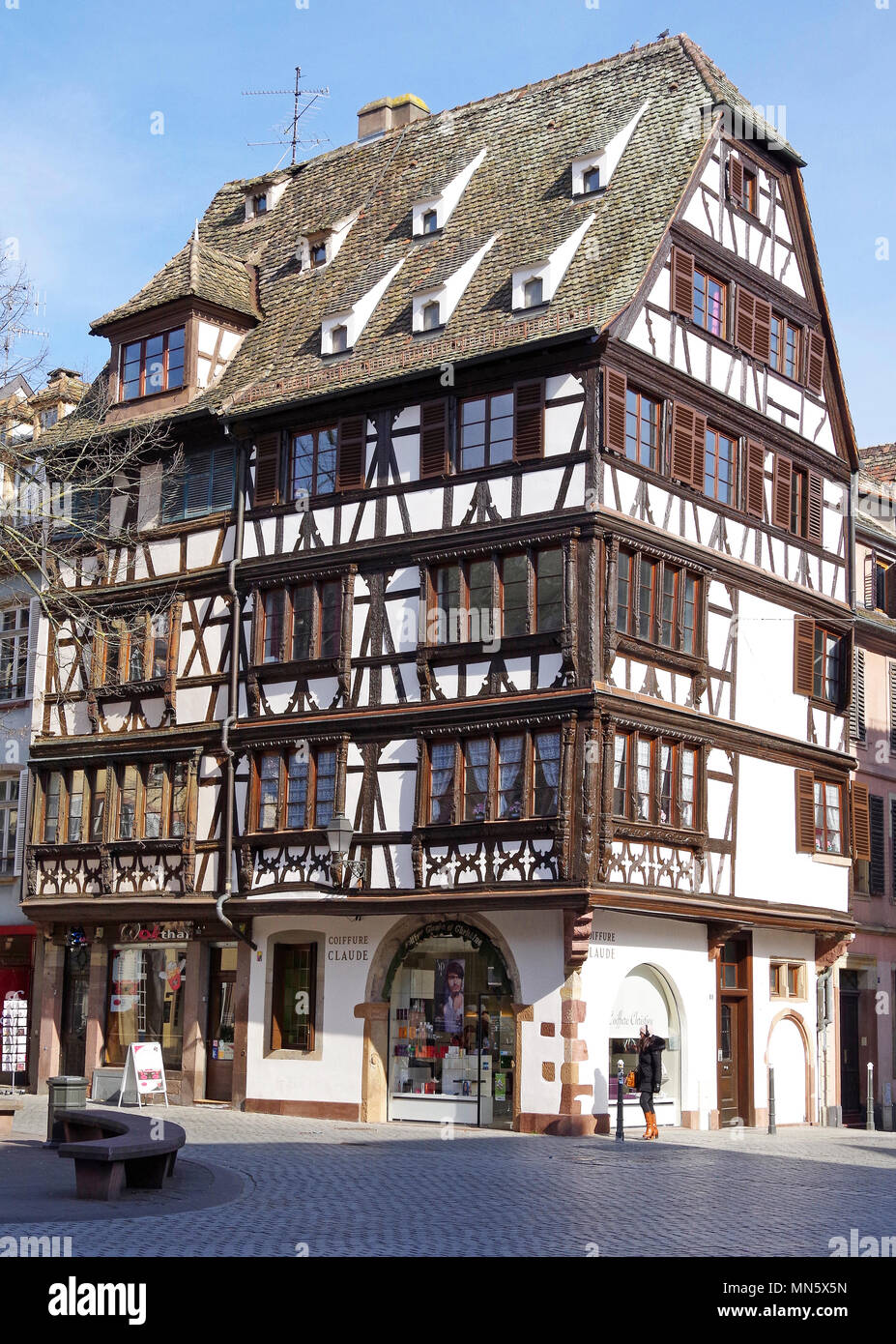 No 11 Place St Etienne, Strasbourg, Alsace, France, a large four-storey ...