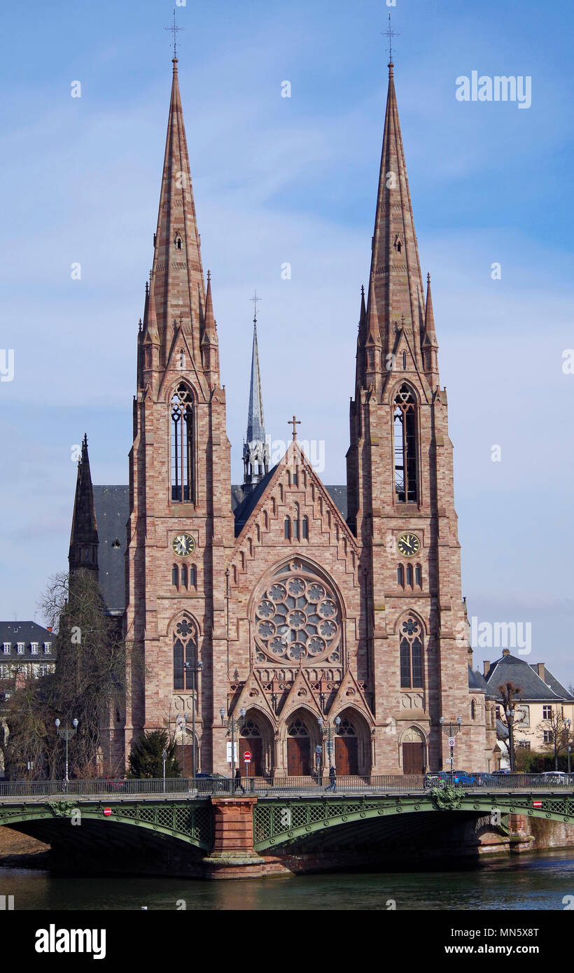 St Paul’s Protestant church Strasbourg, at the South end of St Helena ...