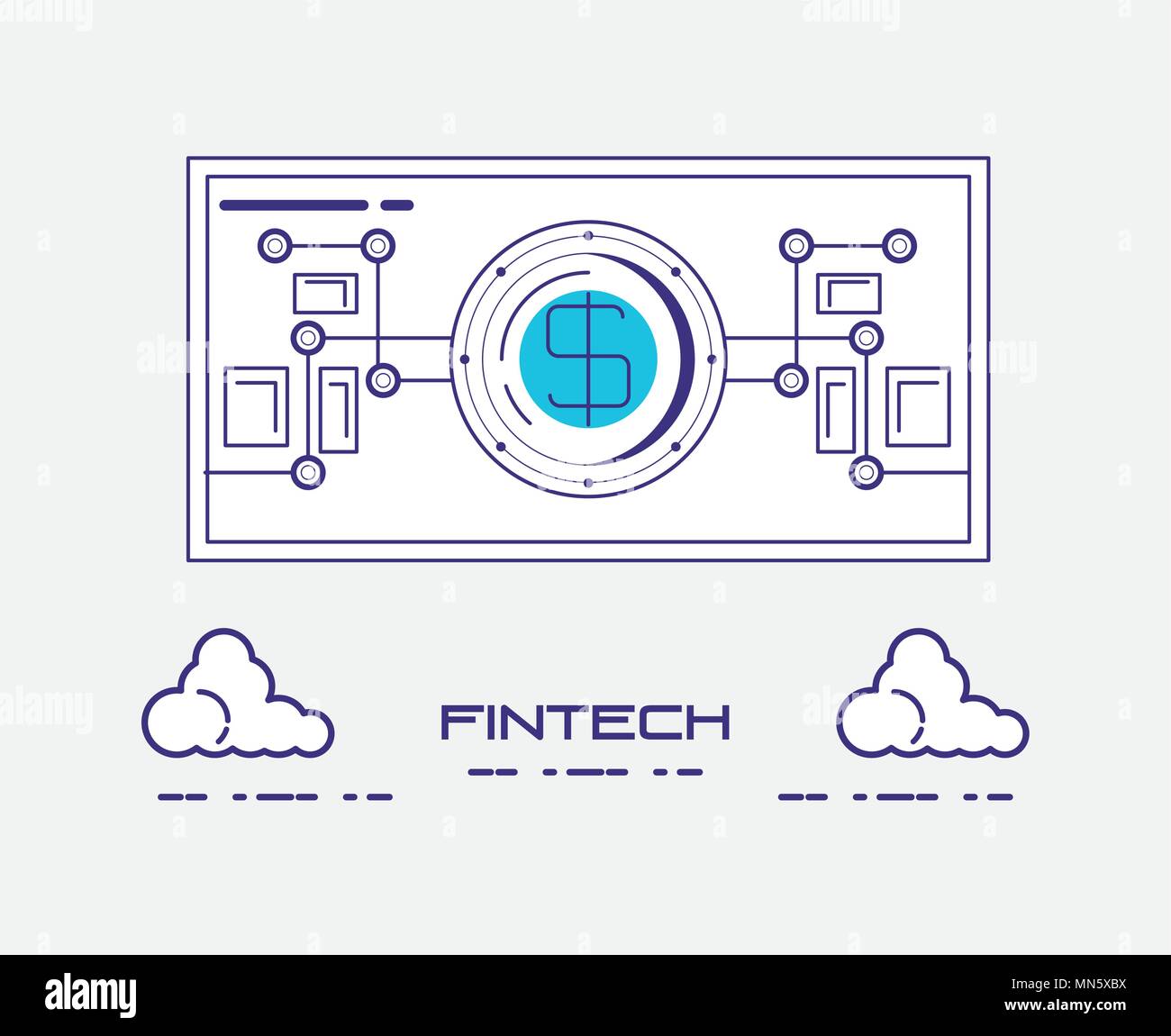 Fintech concept with money bill over white background, vector ...