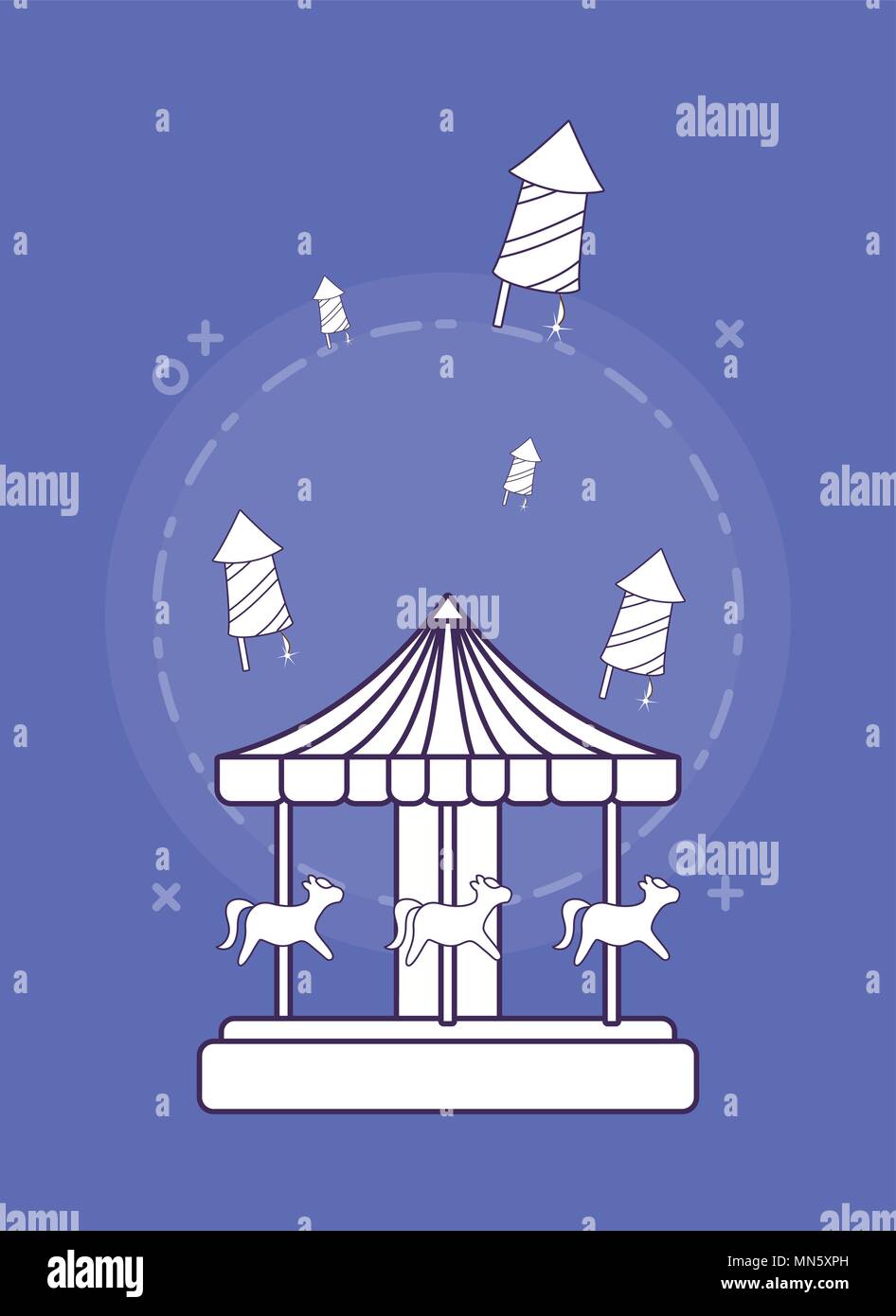 carousel icon over purple background, colorful design. vector ...