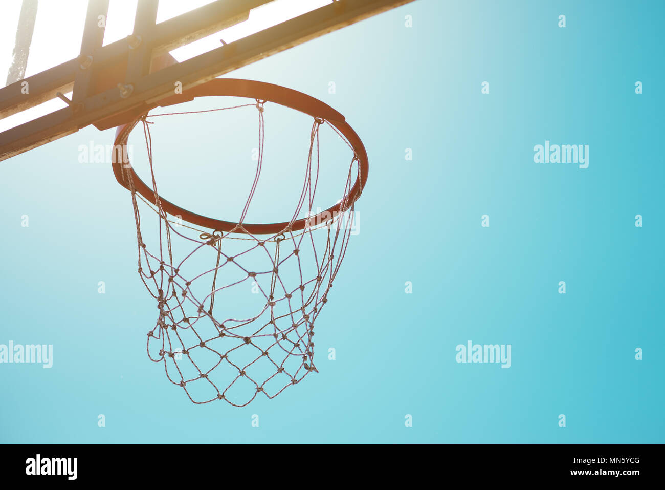Basketball hoop with net, abstract minimalistic image with selective ...