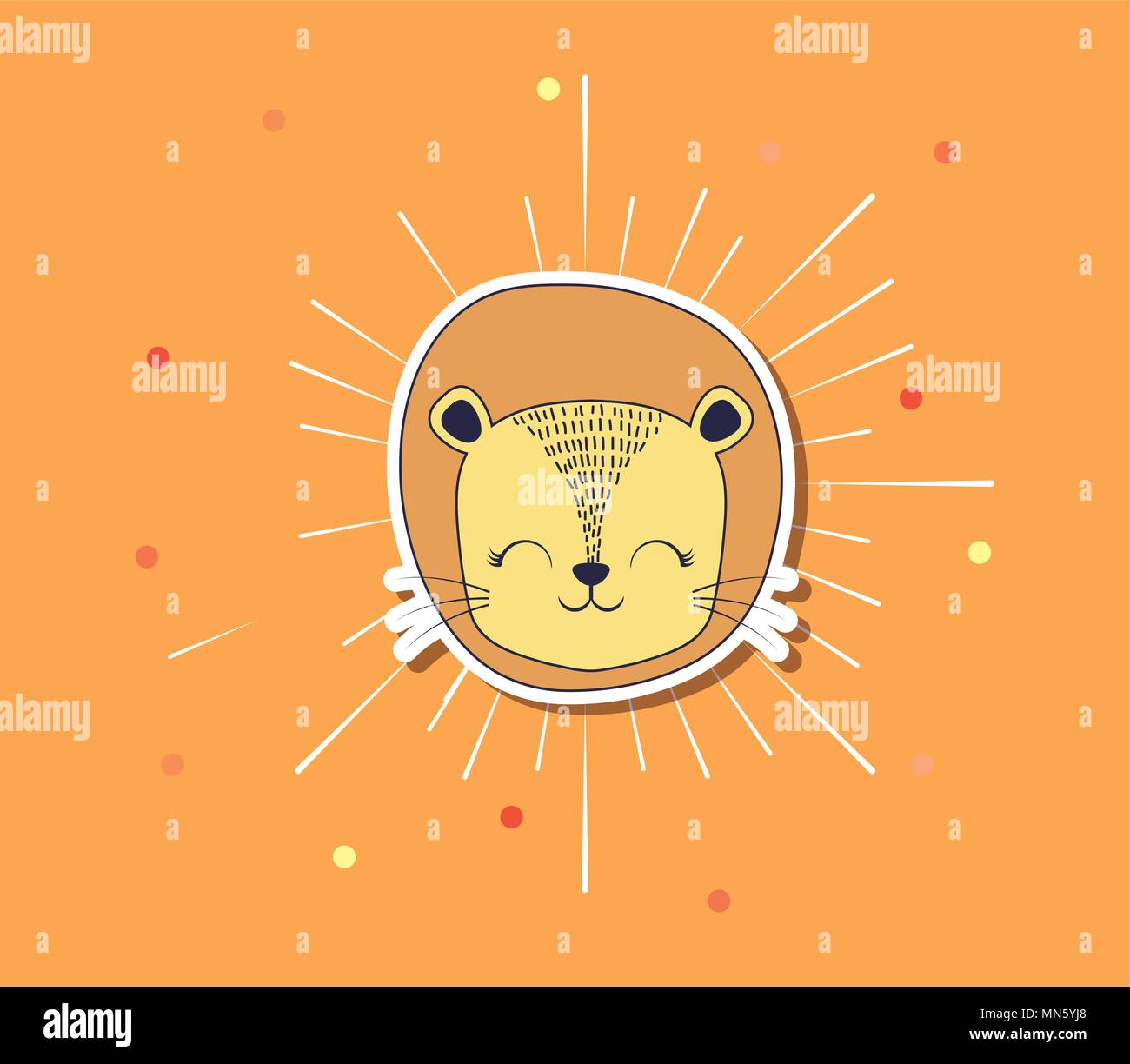 cute lion over yellow background, colorful design. vector illustration ...